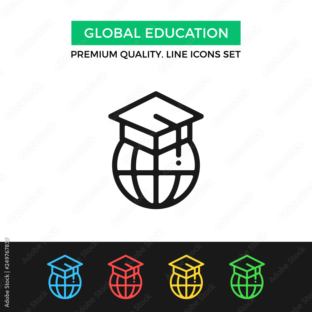 Vector global education icon. Premium quality graphic design. Modern ...