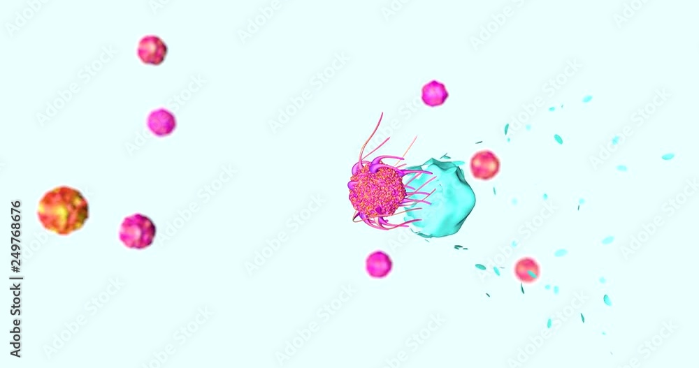 Exploding cell Immune Cell T-cell immune system concept immunotherapy ...