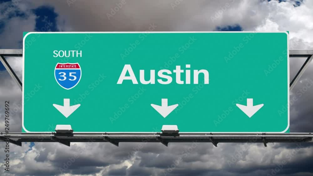 Austin Texas interstate route 35 overhead freeway directional arrow ...