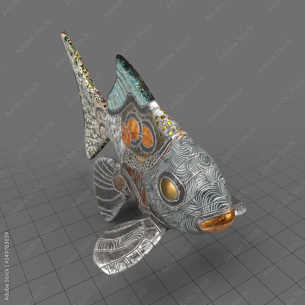 Ancient goldfish statue Stock 3D asset | Adobe Stock