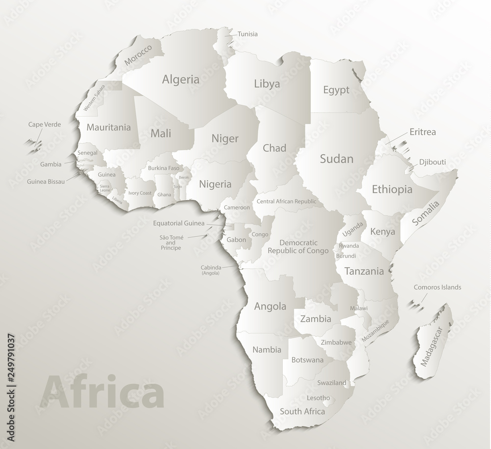 Africa map, new political detailed map, separate individual states ...