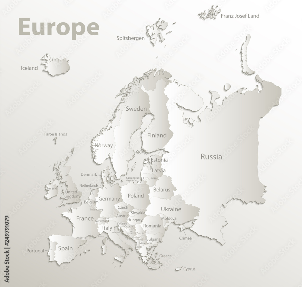 Europe map, new political detailed map, separate individual states ...