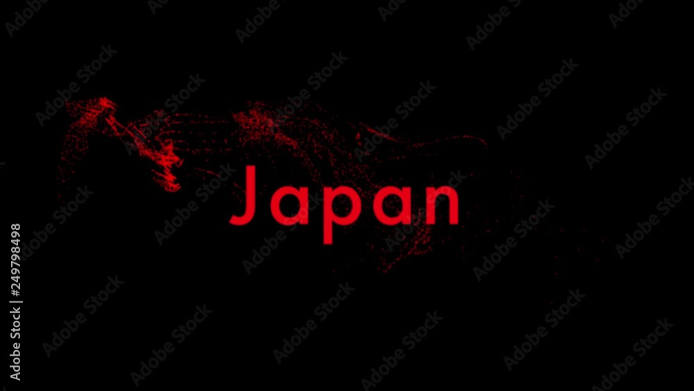 “Japan” Animated Typography. Word Reveal with blowing red dust ...