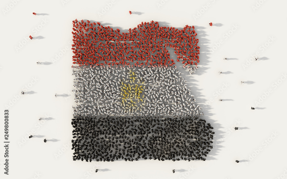 Large group of people forming Egypt map and national flag in social ...