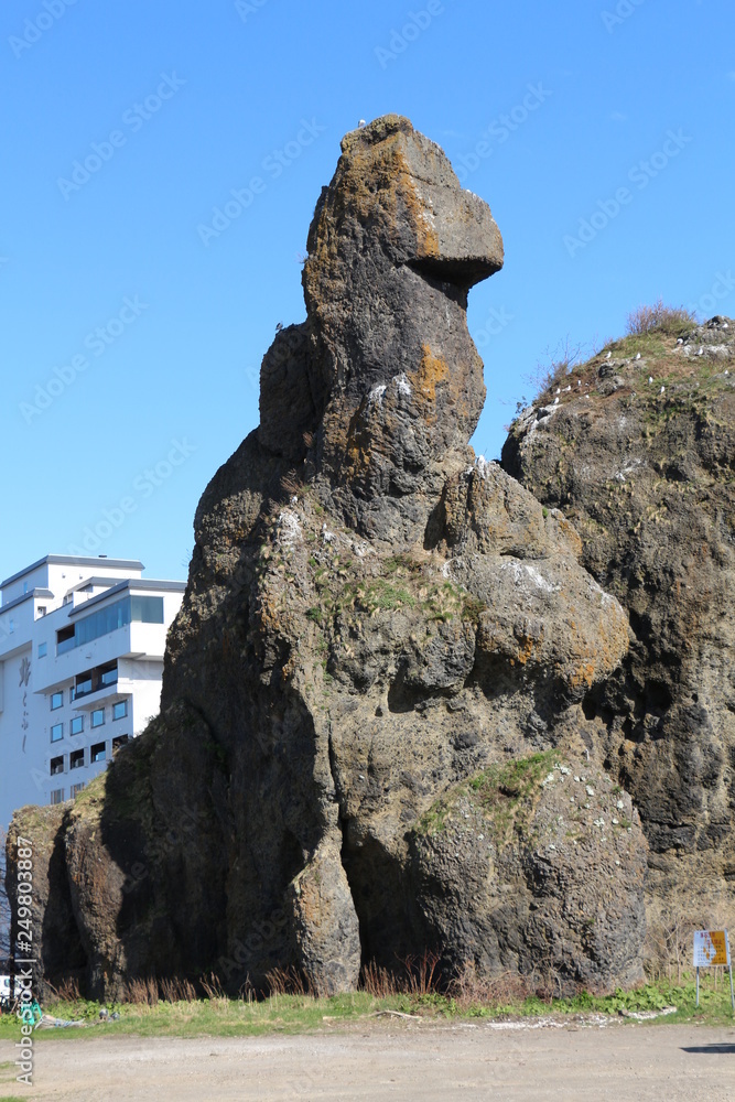 Godzilla rock in Shiretoko of Hokkaido Photos | Adobe Stock