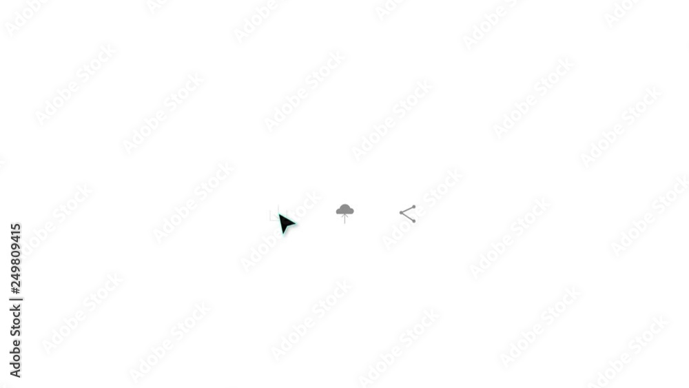 mouse cursor move on screen, click on power button on and off, click on ...