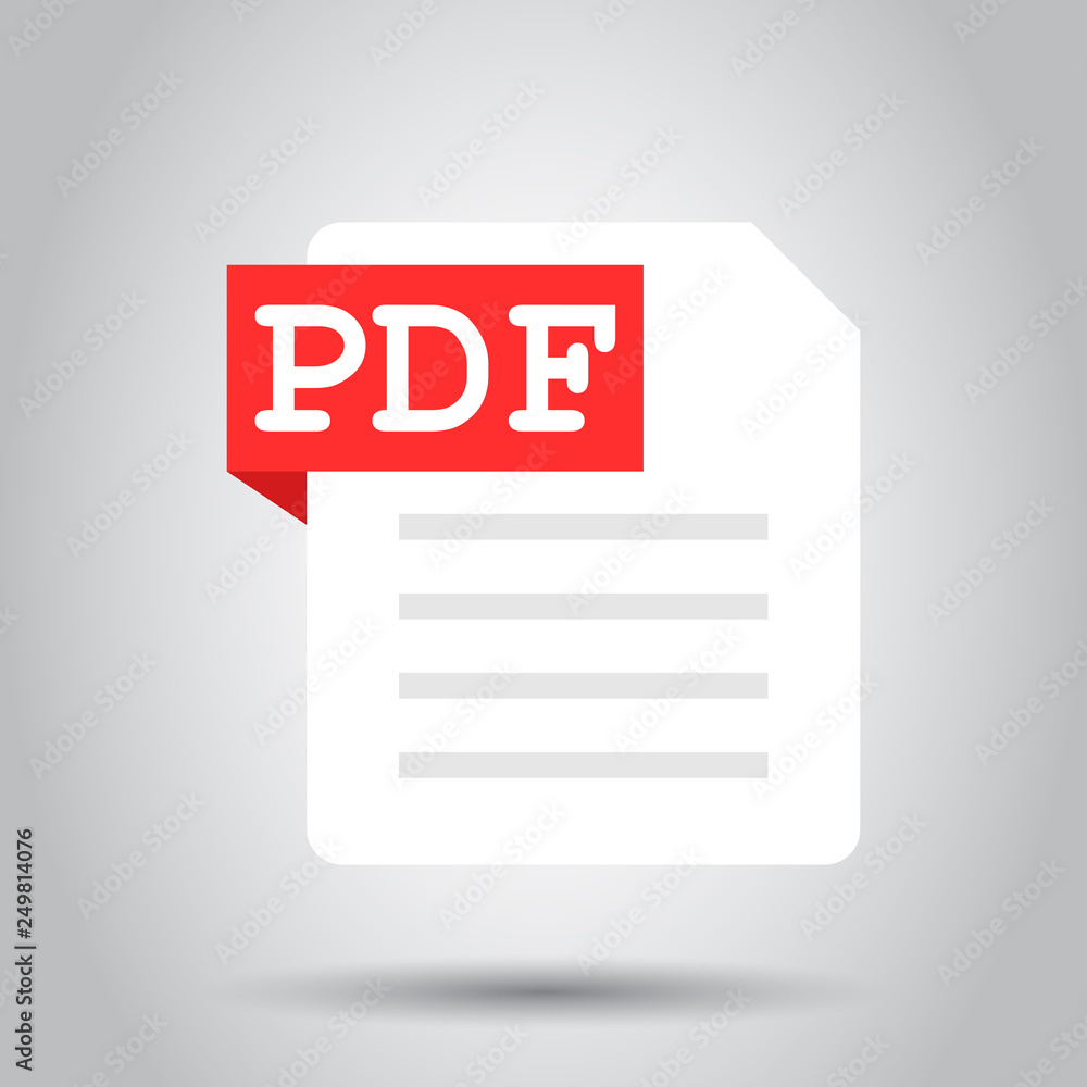 Pdf document note icon in flat style. Paper sheet vector illustration ...