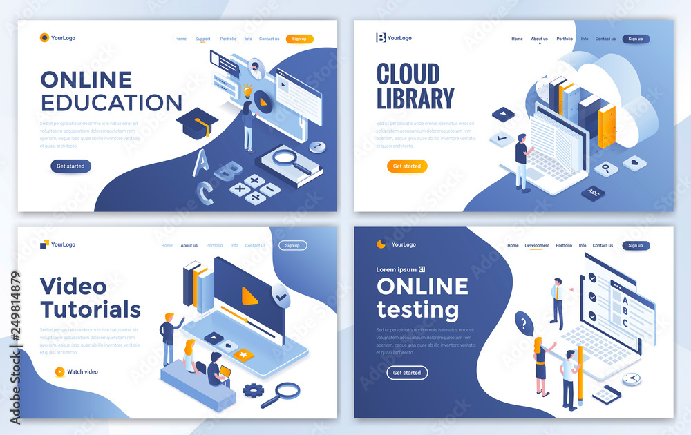 Flat Modern design of website template - Education set Stock Vector ...