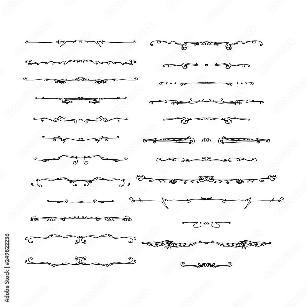 Decorative text dividers set. Black and white isolated illustration ...