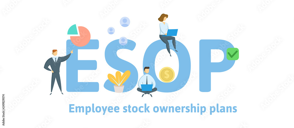 ESOP, Employee Stock Ownership Plan. Concept with keywords, letters and ...