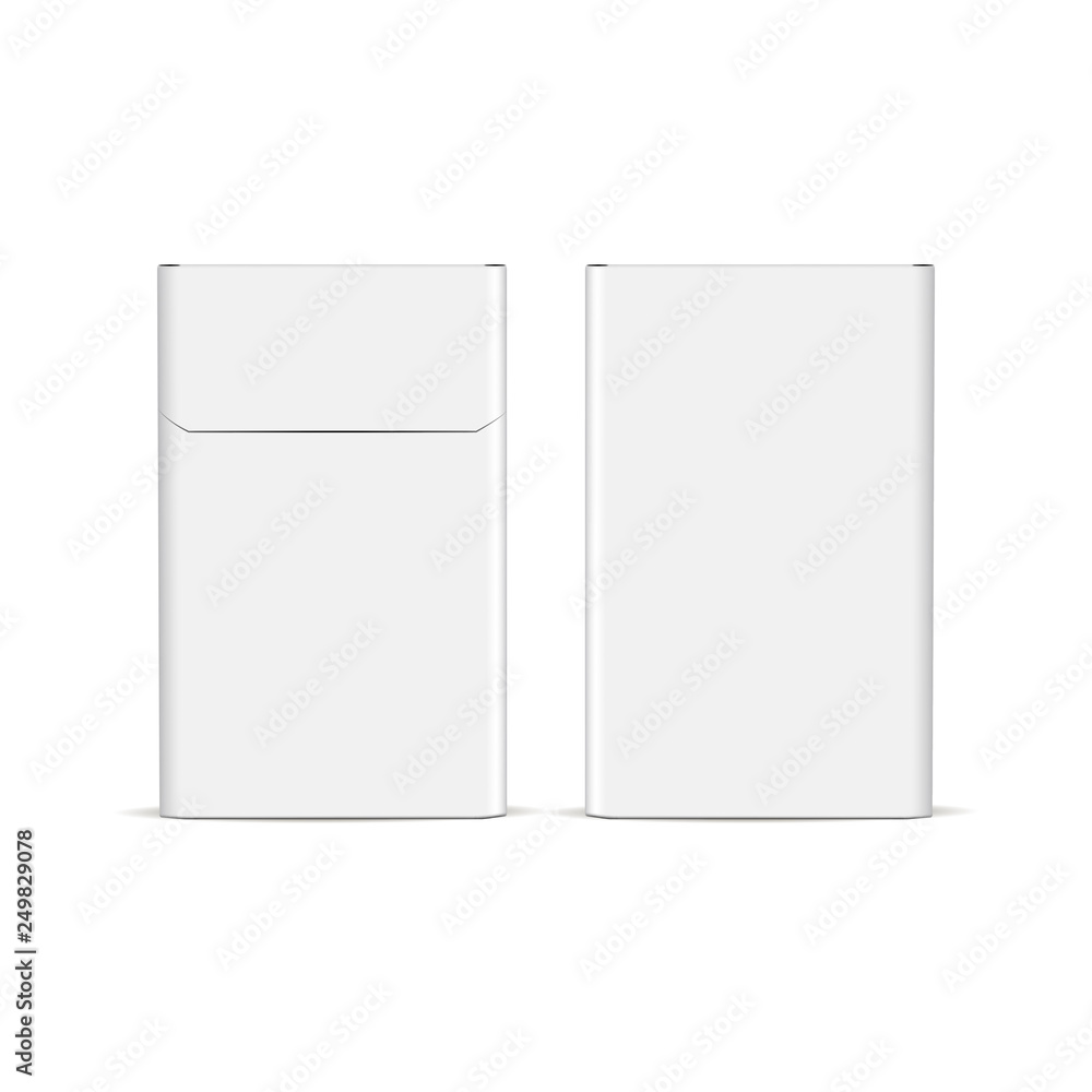 Flip-top cigarette pack mockup isolated on white background - front and ...