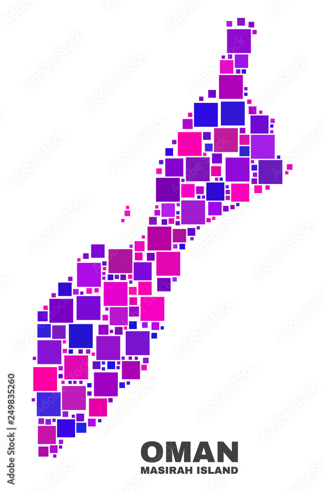 Mosaic Masirah Island map isolated on a white background. Vector ...
