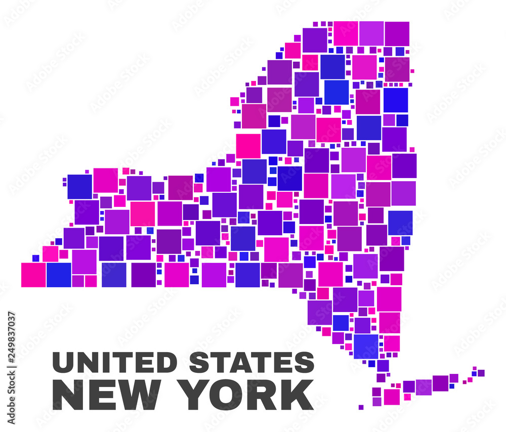 Mosaic New York State map isolated on a white background. Vector ...