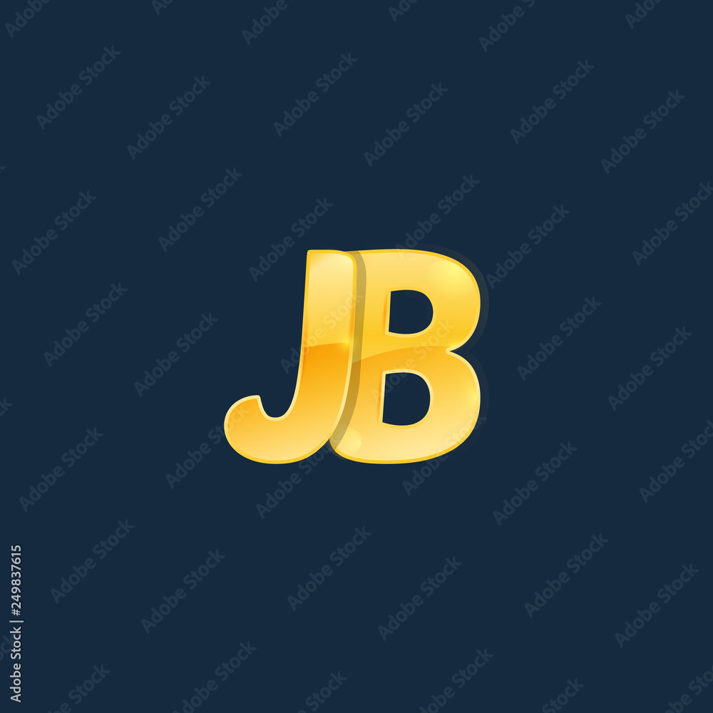 Initial letters JB, J, B with logo design inspiration gold metallic ...