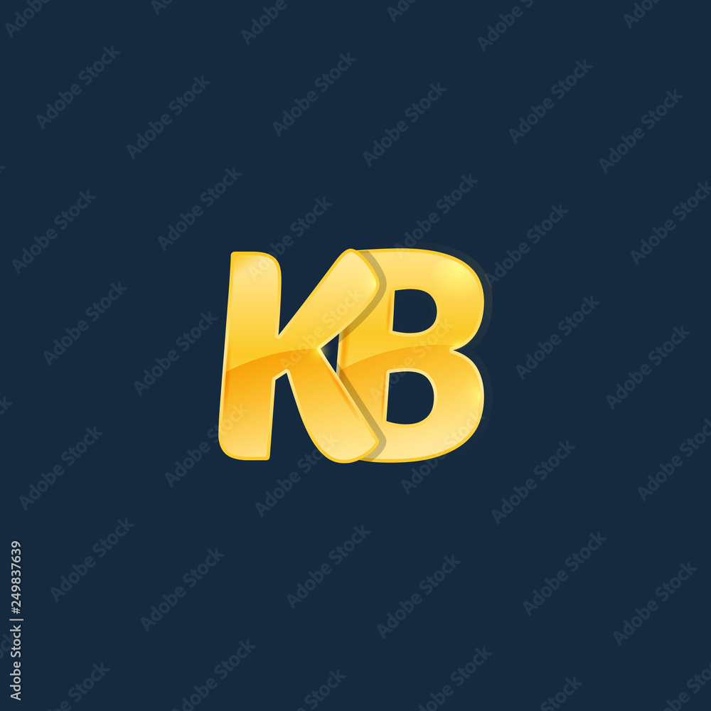 Initial letters KB, K, B with logo design inspiration gold metallic ...