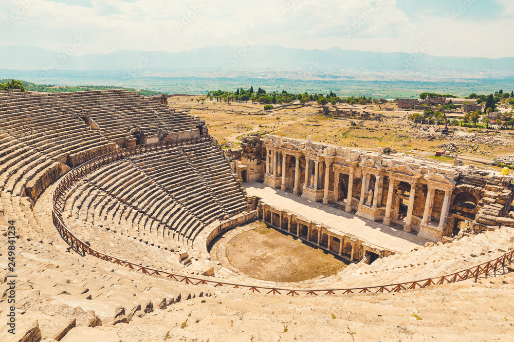 Panorama ancient Greco Roman city. Ruins of ancient city of old ...