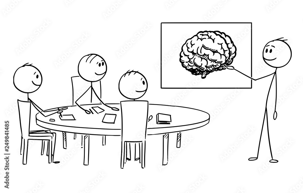 Cartoon stick figure drawing conceptual illustration of business ...