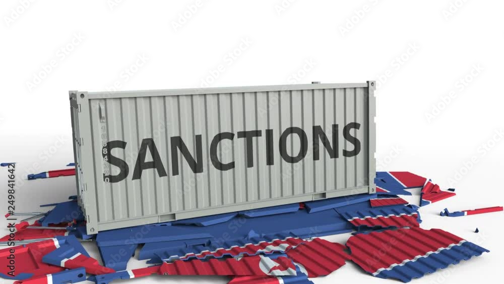 Vidéo Stock Container with SANCTIONS text breaks cargo container with ...