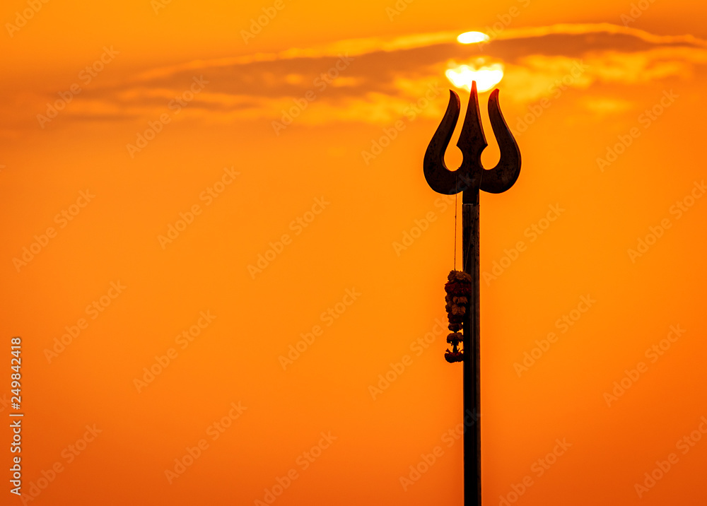 Greeting card background with trishula for Maha Shivratri, a Hindu ...