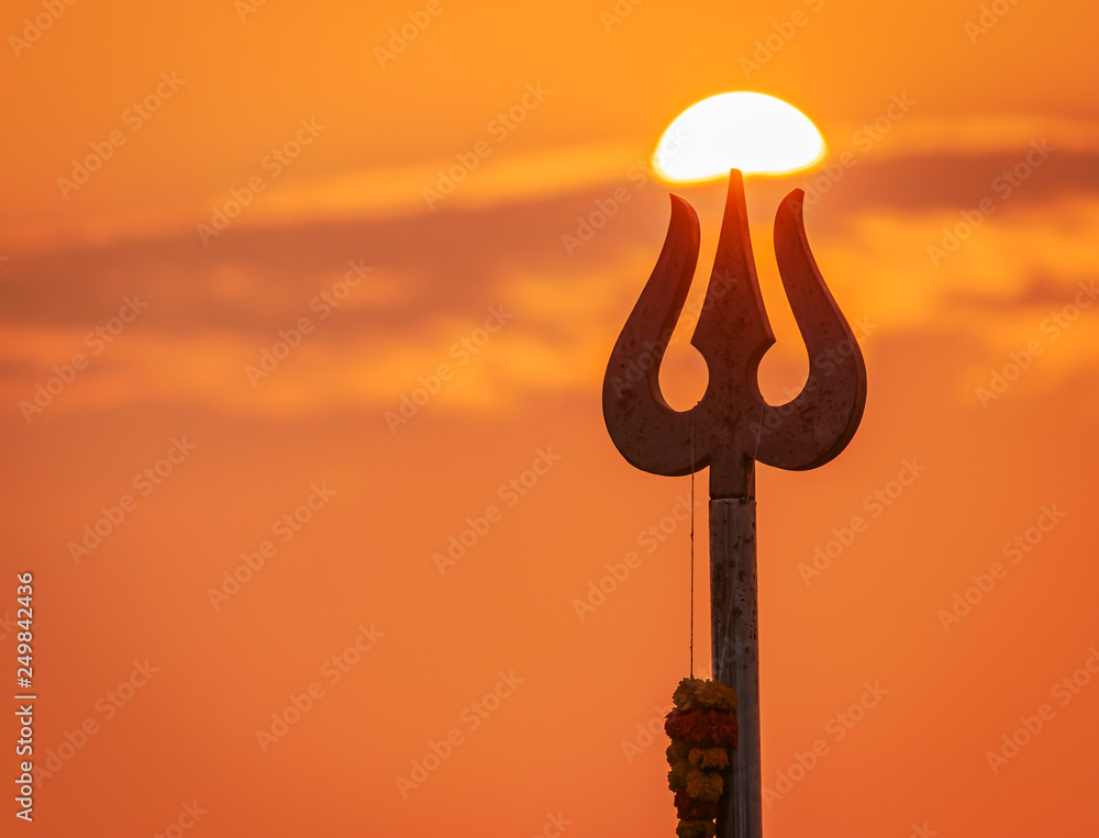 Greeting card background with trishula for Maha Shivratri, a Hindu ...