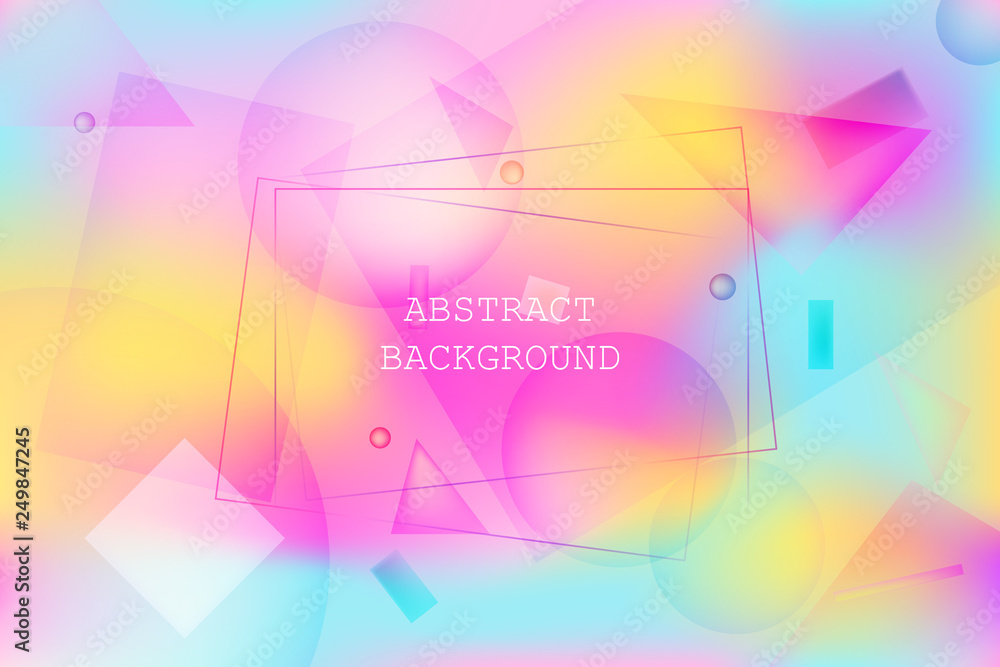 Bright pink, yellow and blue vibrant background with abstract geometric ...
