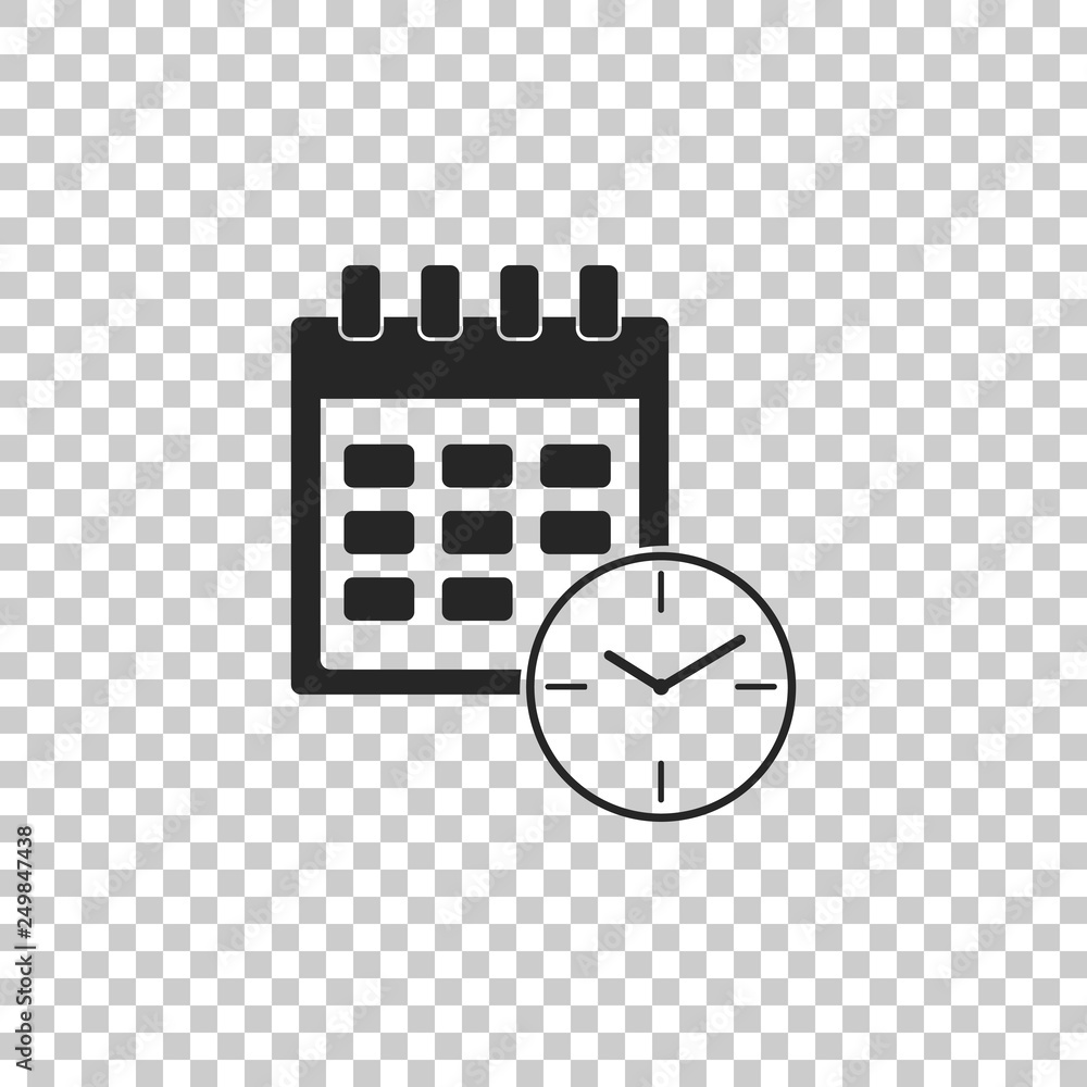 Calendar and clock icon isolated on transparent background. Schedule ...