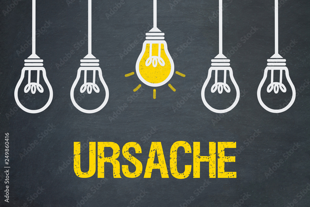 Ursache / Tafel mit Glühbirnen Stock Photo | Adobe Stock