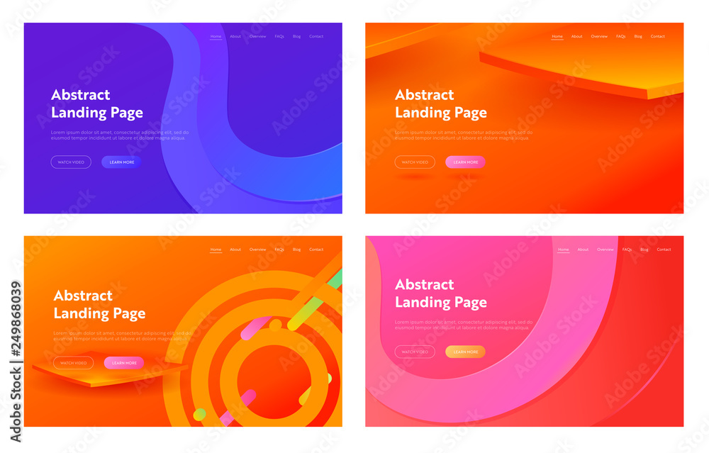 Violet Pink Orange Abstract Gradient Geometric Wave Line Shape Landing ...