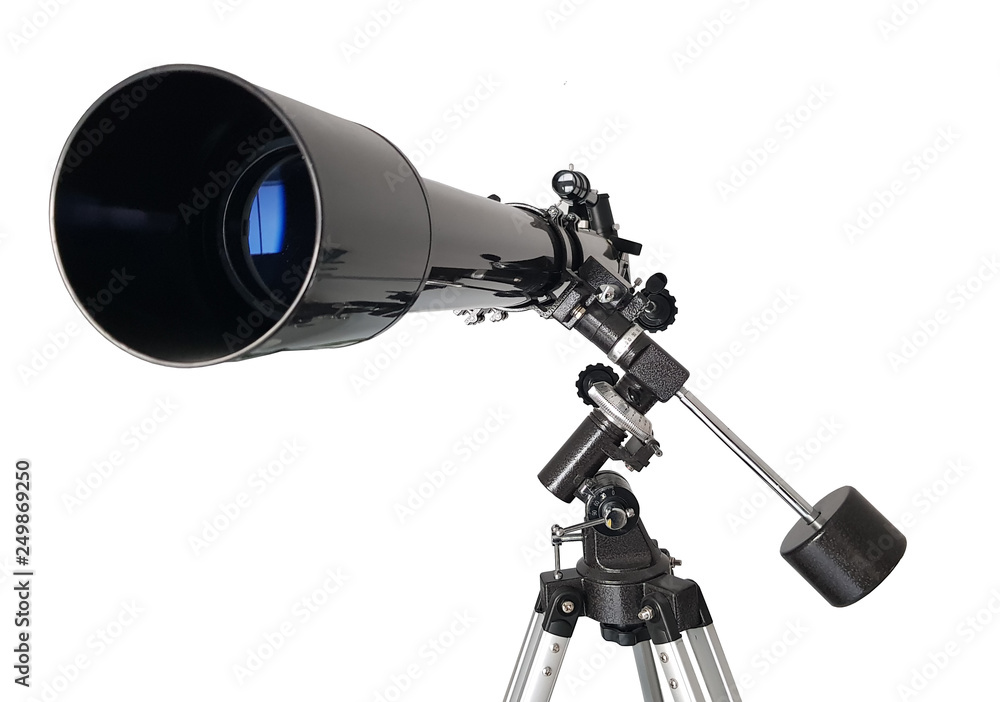 Telescope in front view, isolated on white background Stock Photo ...