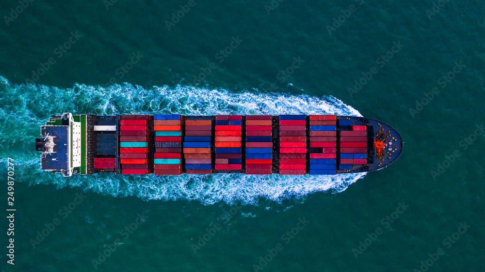 Container freight ship carrying container box for import and export ...