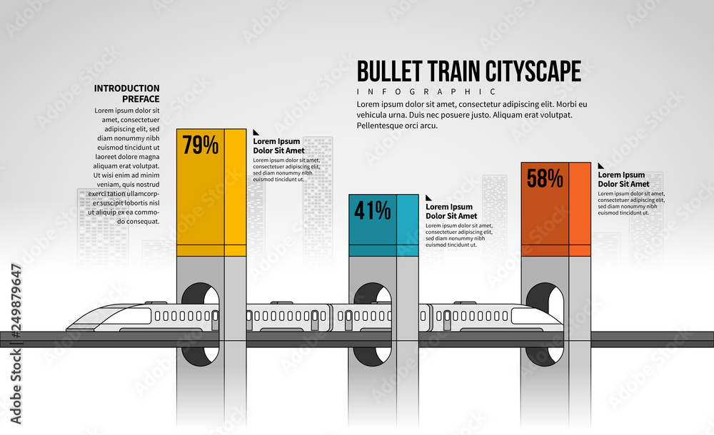 Bullet Train Cityscape Infographic Stock Vector | Adobe Stock