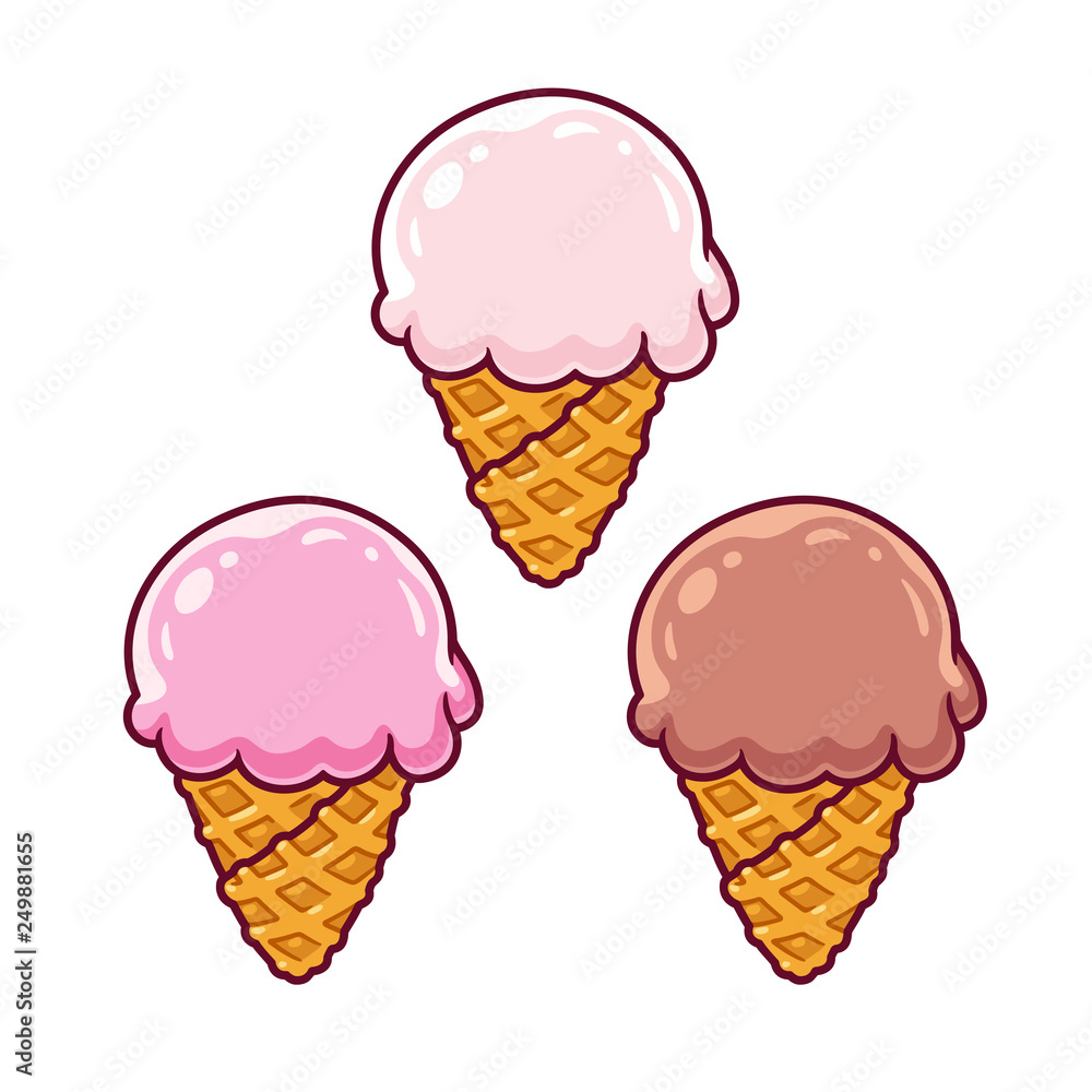 Cartoon ice cream cone set Stock Vector | Adobe Stock