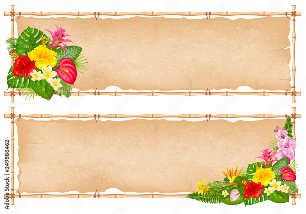 Summer tropical frame design Stock Vector | Adobe Stock