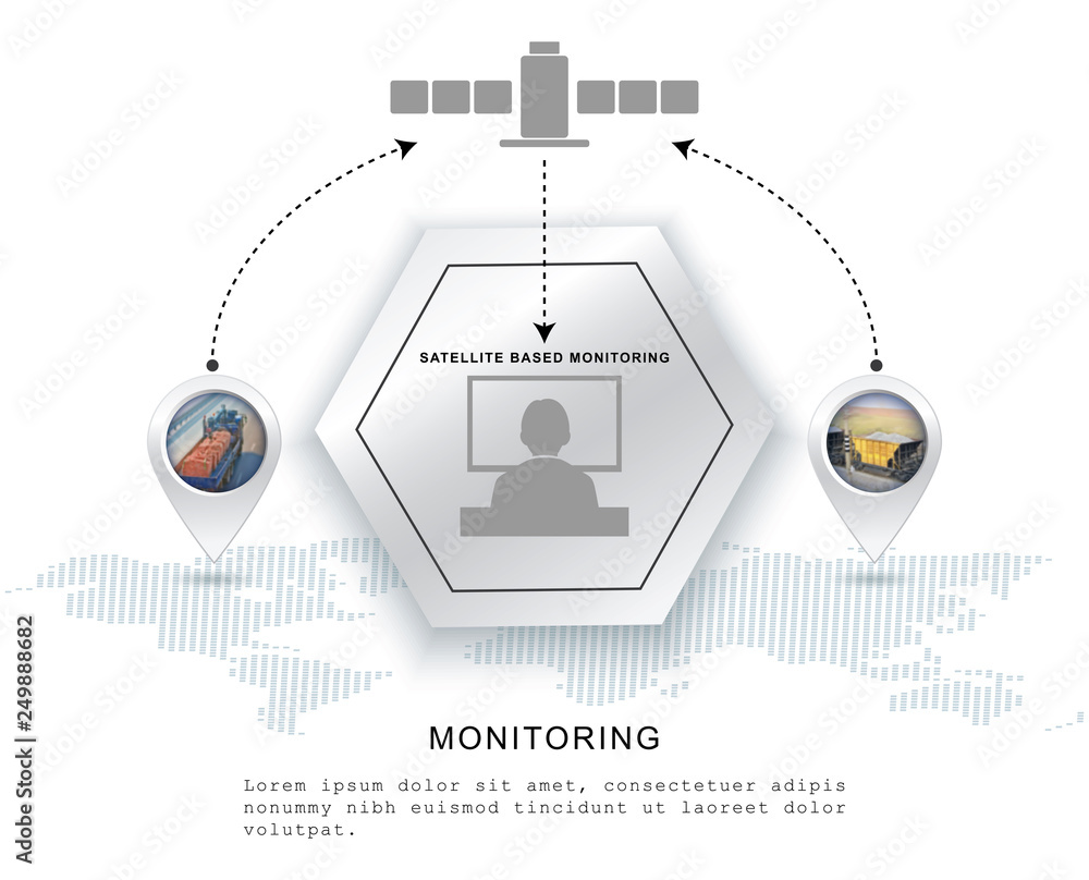 Logistics icons. Telematics systems. Poin twith freight wagons, truck ...