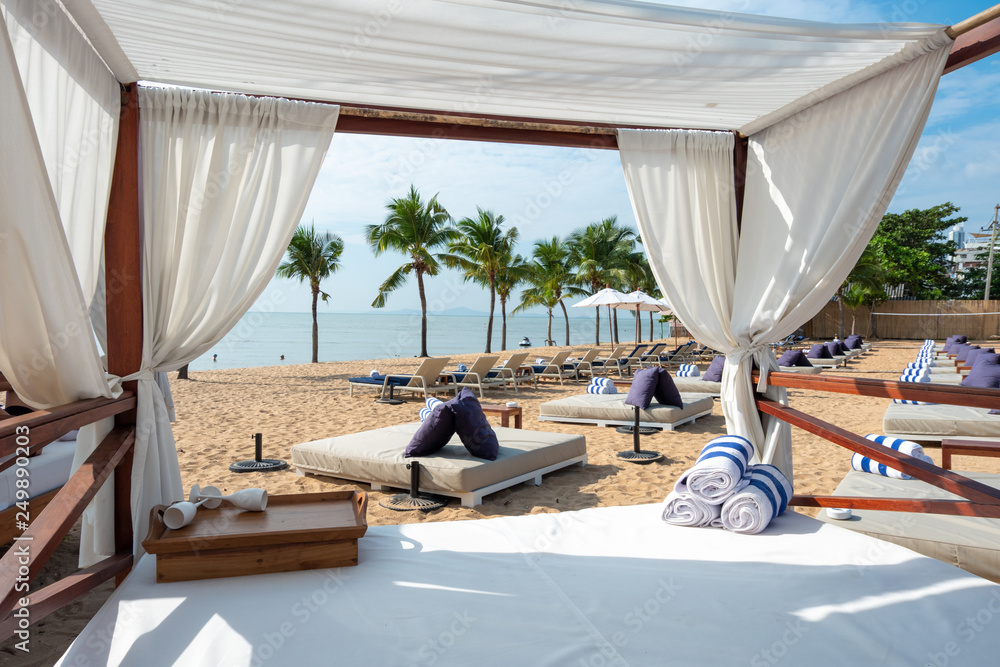 Luxury bed on a beach Stock Photo | Adobe Stock