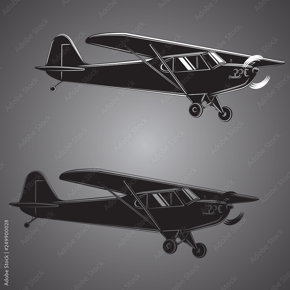 Small plane vector illustration. Single engine propelled aircraft. Air ...