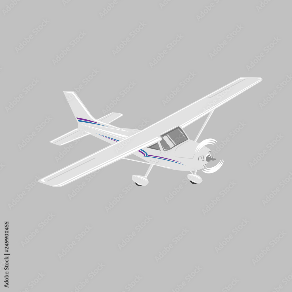 Small plane vector illustration. Single engine propelled aircraft ...