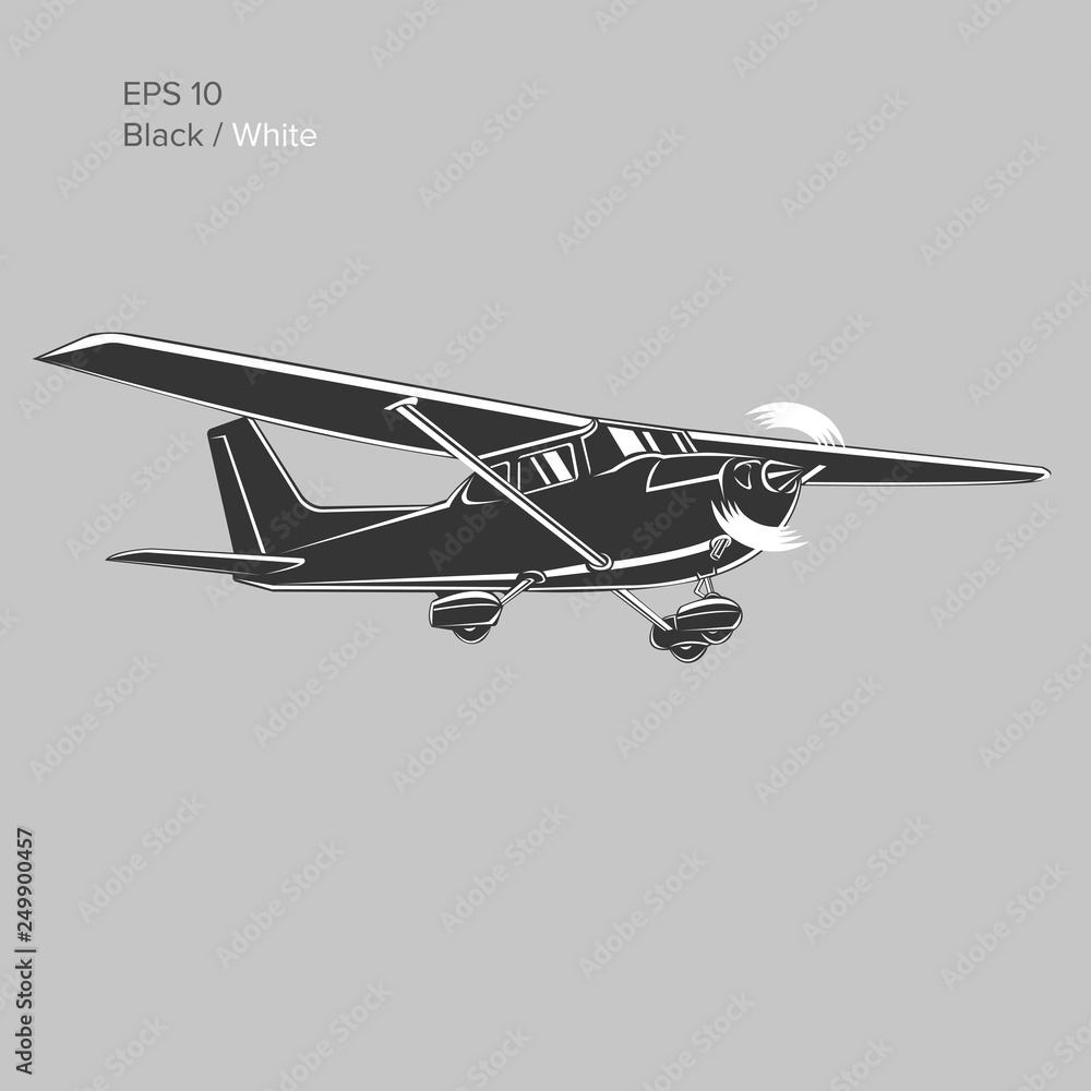 Small plane vector illustration. Single engine propelled aircraft ...