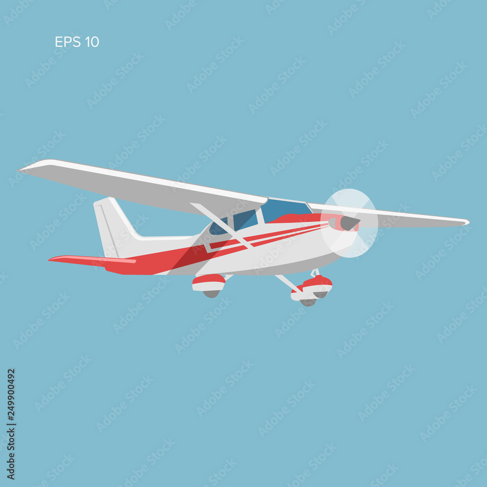 Small plane vector illustration. Single engine propelled aircraft ...