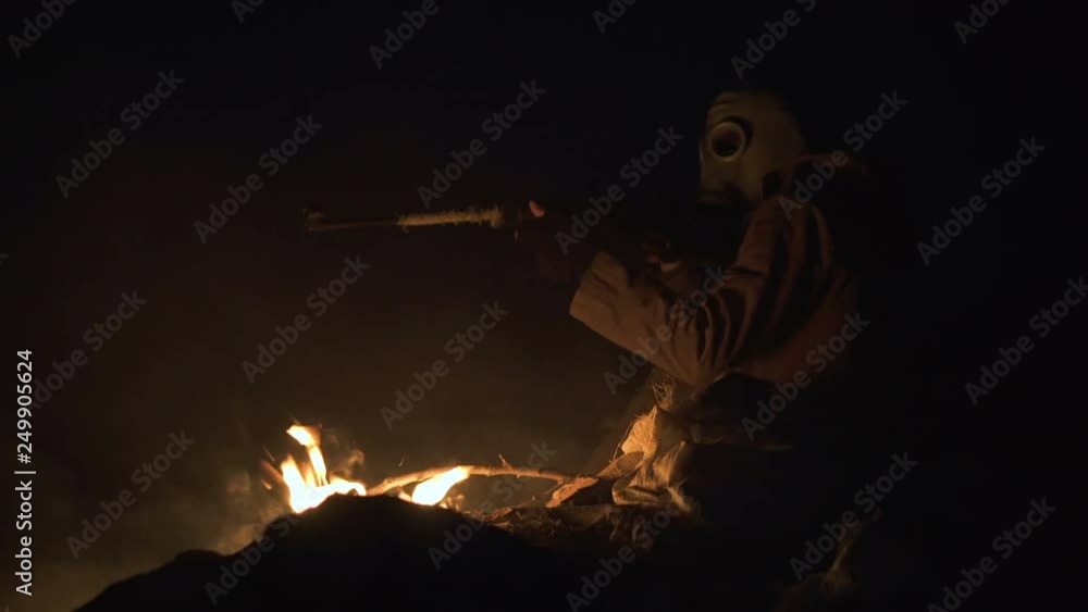 Stalker survivor Soldier wearing Gas Mask in an Apocalypse War scenario ...