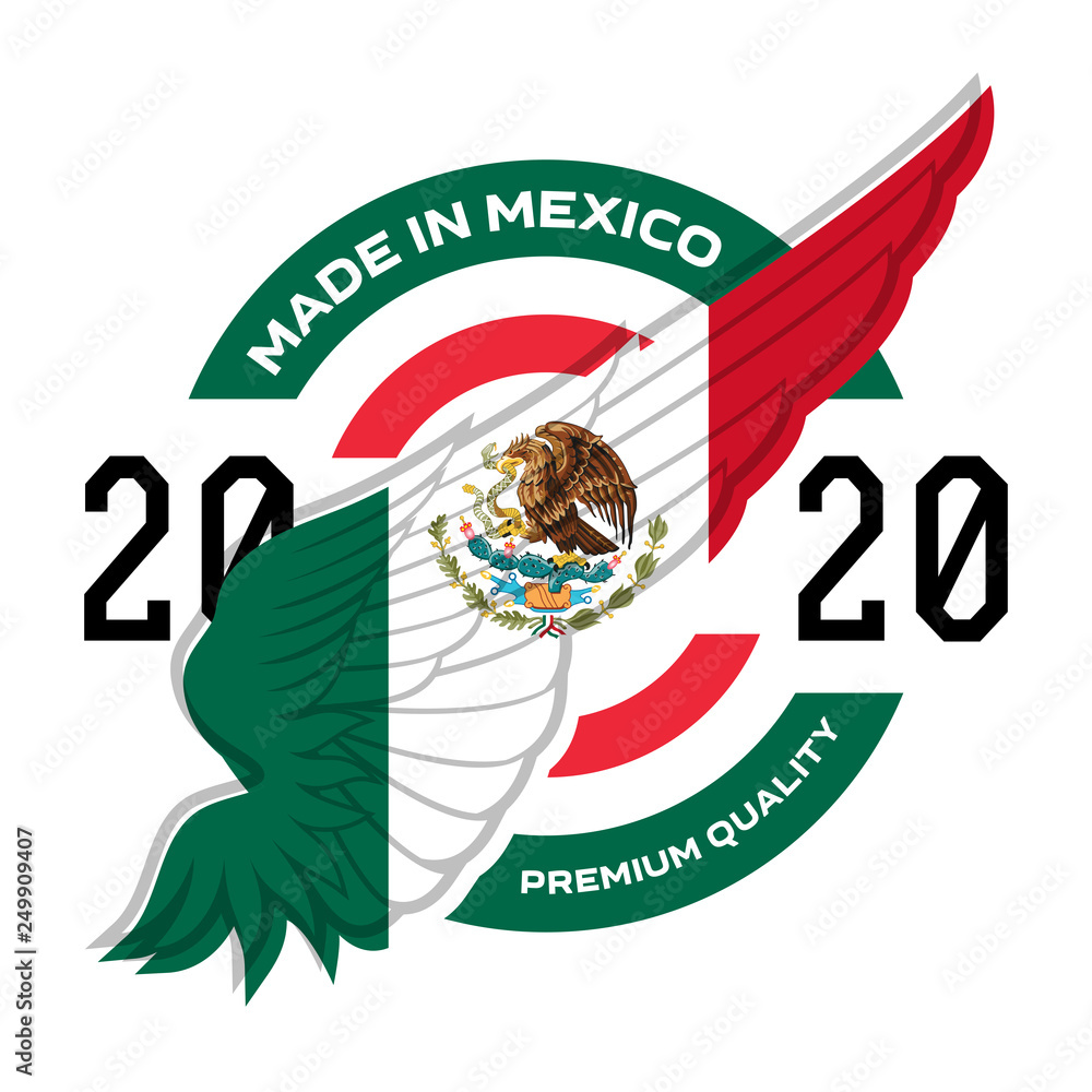 Made in the Mexico. Vector. Badge, Label or stickers with Mexican flag ...