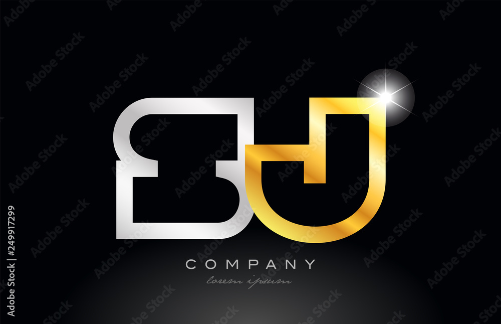 gold silver alphabet letter sj s j combination for logo icon design ...