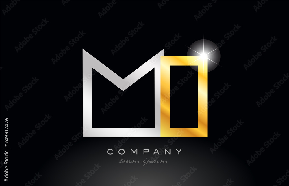 gold silver alphabet letter mi m i combination for logo icon design ...