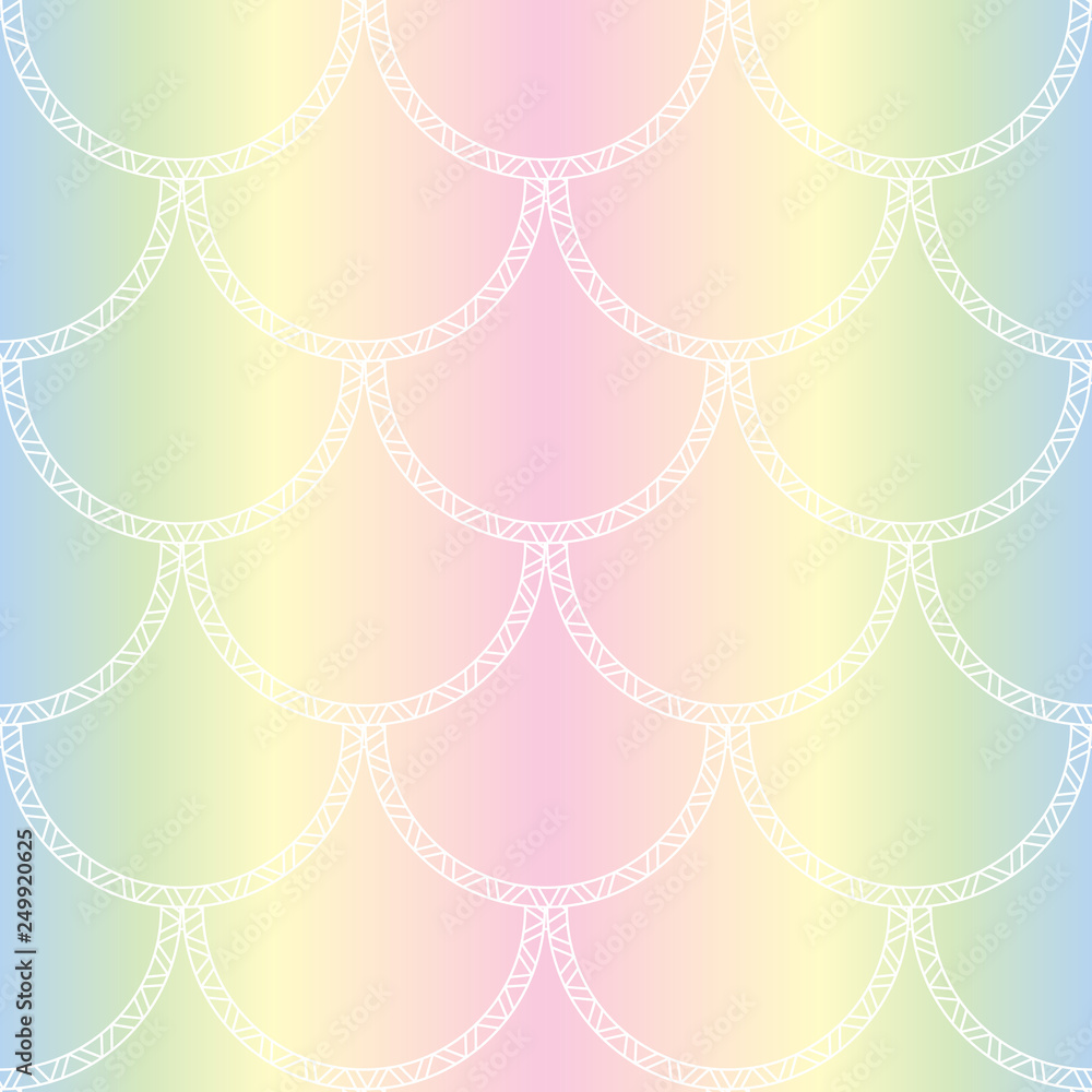 Vector white mermaid tail texture. Fish scales seamless pattern on ...