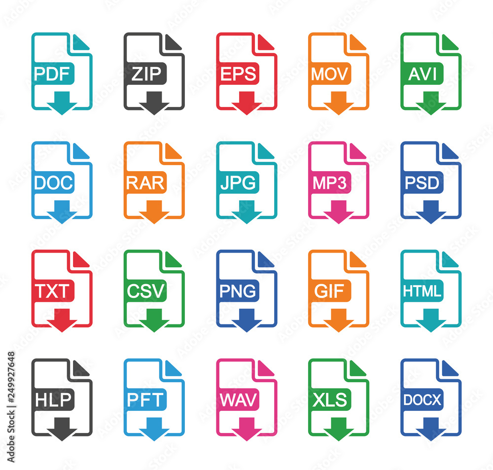 File format icons set. Vector illustration Stock Vector | Adobe Stock