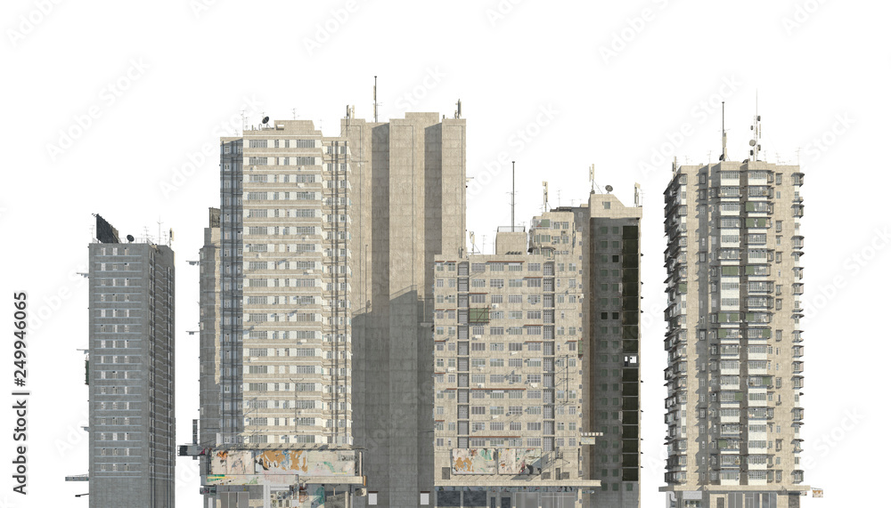 Slums buildings isolated on white background 3d illustration Stock ...
