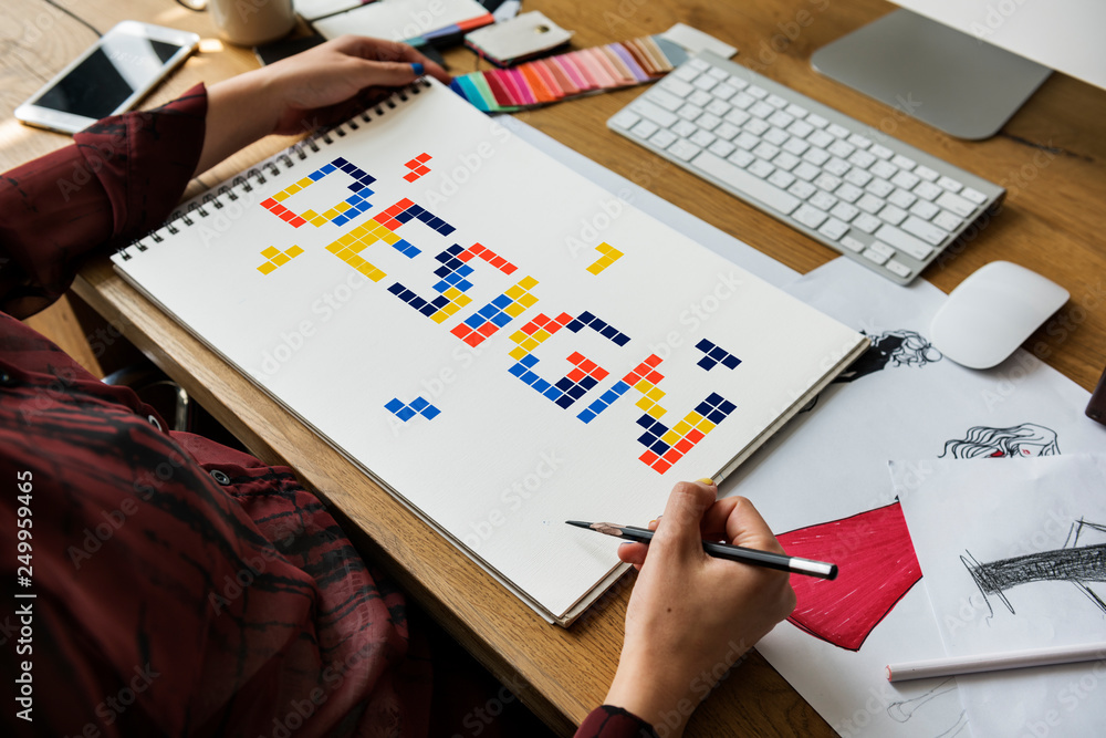 Foto de 8 bit words illustration of creativity art design ideas do ...