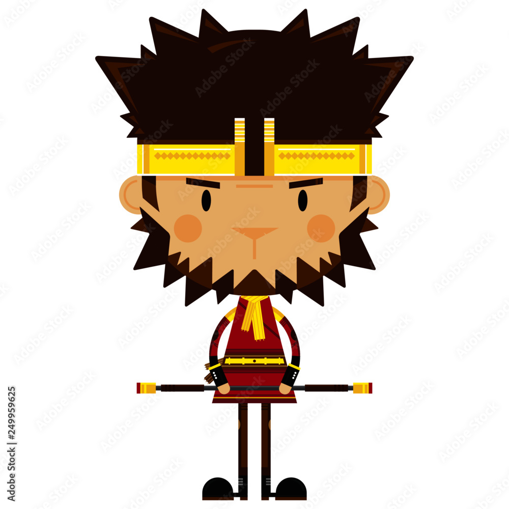 Cute Cartoon Sun Wukong The Monkey King with Staff Stock Vector | Adobe ...