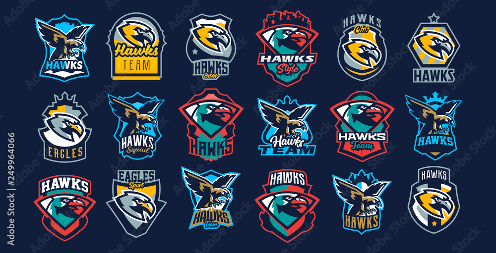 A large collection of colorful logos, badges, emblems on the theme of a ...