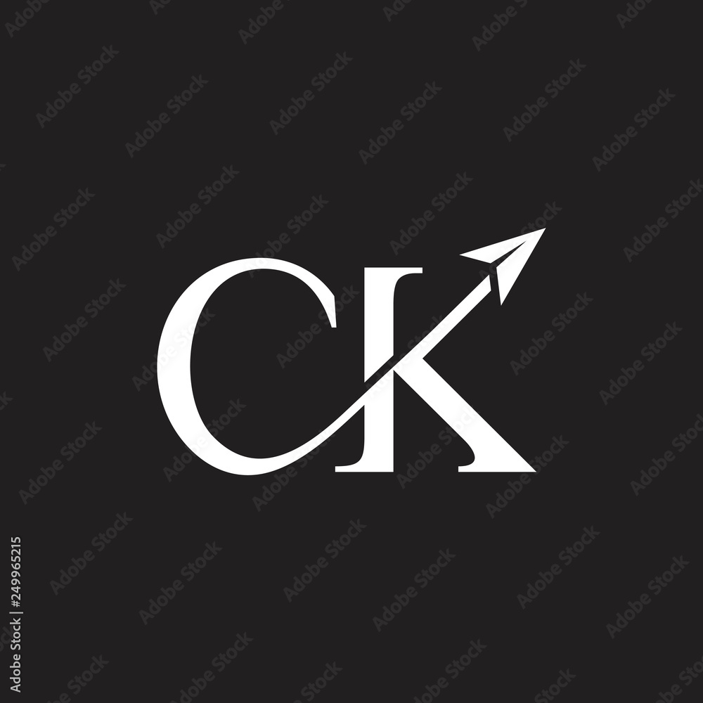 letters ck arrow motion logo vector Stock Vector | Adobe Stock